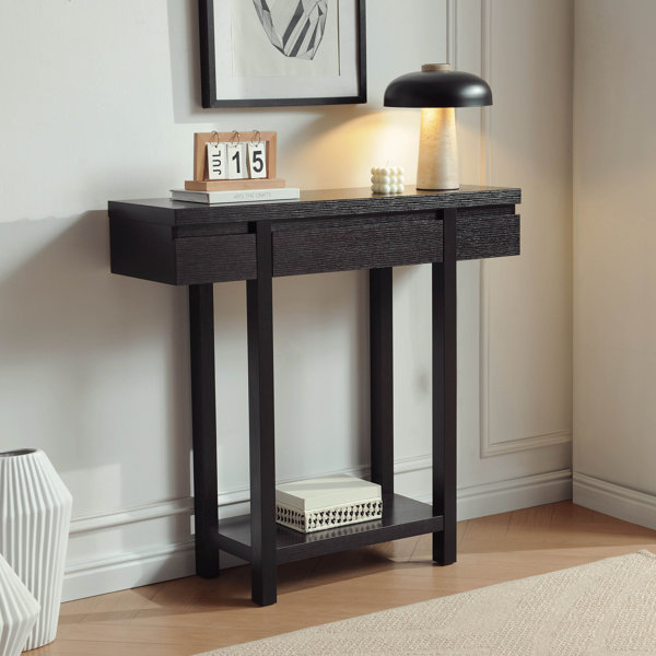 George Oliver Entryway hallway Console Table with one drawer one shelf wooden leg frame ...